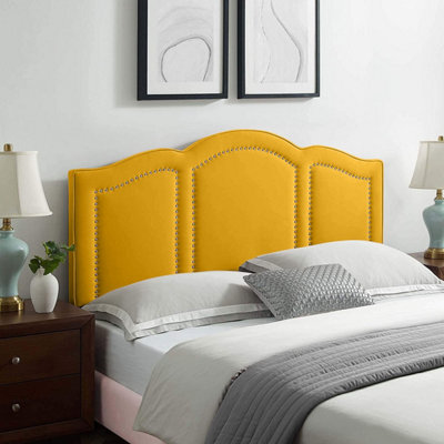Makis Plush 26 inch Strutted Headboard - Mustard