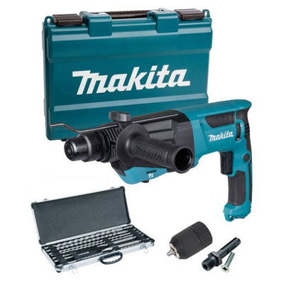 Makita 110v SDS + Rotary Hammer Drill HR2670 Heavy Duty + 16 SDS Bits ...