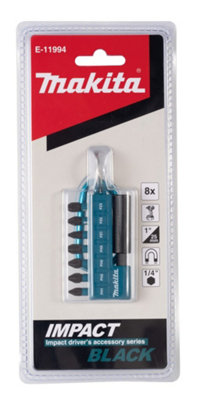 Makita 8 Piece Black Screwdriver Impact Rated Bit Set Pozi PZ2 1 3 ...