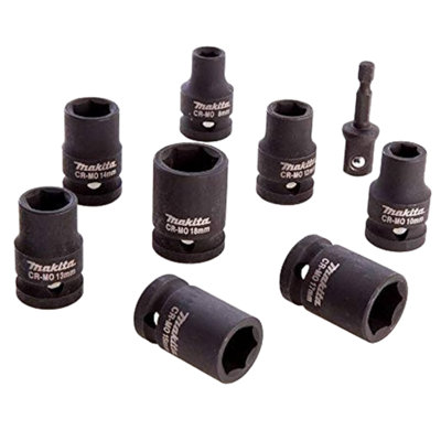 Makita 9 Piece Impact Driver Socket Set 1 2 Square Drive 1 4 Hex Bit