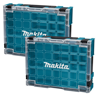 Makita Clear Lid MAKPAC Tool Case Stacking Organiser Tool Box + Inserts X 2