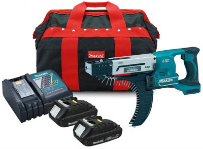 Makita DFR550 18v LXT Li-Ion 55mm Autofeed Screwdriver + 2x 1.5ah ...