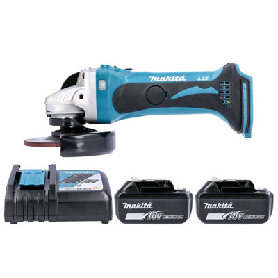 Makita DGA452Z 18V LXT Cordless 115mm Slide Switch Angle Grinder With 2 ...