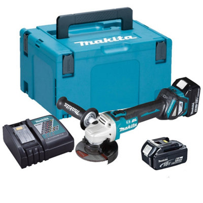 Makita DGA463RTJ 18v Cordless Brushless 115mm Angle Grinder 2 x ...