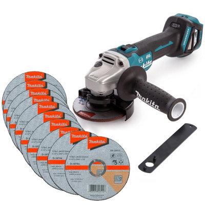 Makita DGA463Z 18v Cordless Brushless 115mm Angle Grinder + 10 Thin ...
