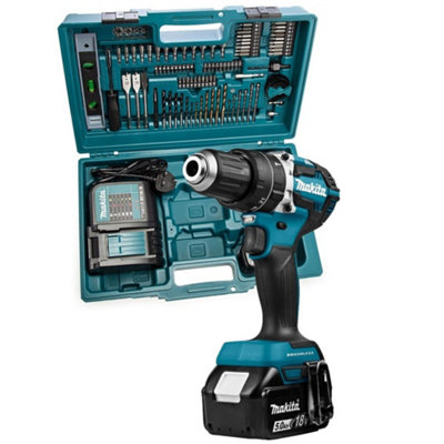 Makita DHP484STX5 18v Brushless Combi Hammer Drill 101 Screwdriver Bit Set 5Ah