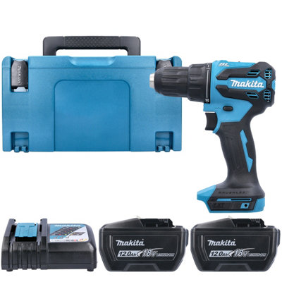Makita DHP490Z 18V LXT Cordless Brushless Combi Drill With 2 x 12Ah ...