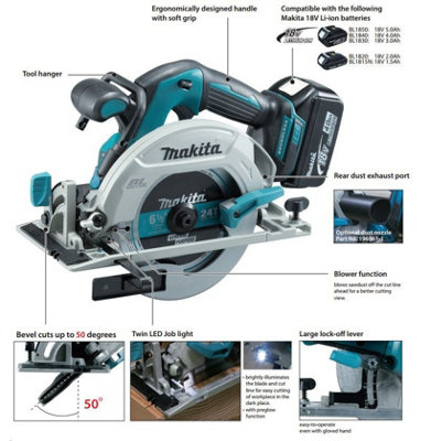 Makita DHS680Z 18v Lithium Brushless Circular Saw 165mm Bare + MakPac 1.5m Rail