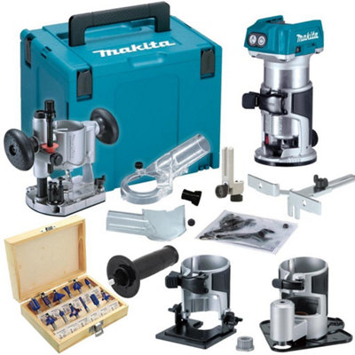 Makita DRT50ZJX3 18v Cordless Brushless Router Trimmer + Plunge Base ...