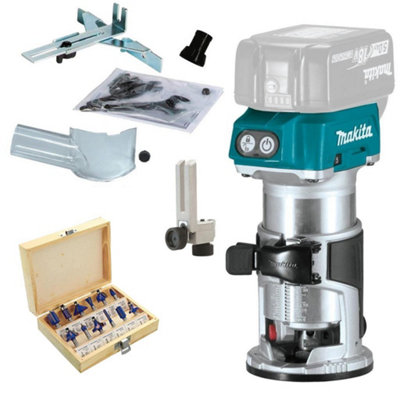 Makita DRT50ZX4 18V LXT Cordless Brushless Laminate Router Trimmer + 12pc Set | DIY at B&Q