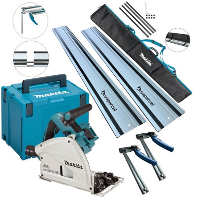Makita DSP600ZJ 36v Twin 18v Brushless Plunge Cut Saw 2x1.5m Guide Rail ...