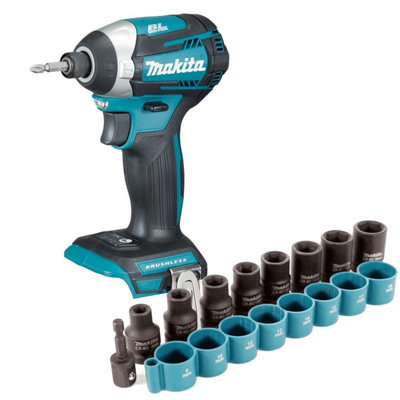 Makita DTD154Z 18v LXT Brushless Cordless 3 Stage Impact Driver + 9pc ...