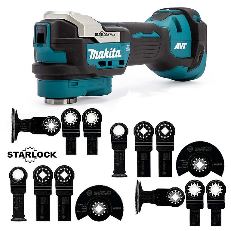 Makita DTM52Z 18v LXT Brushless Multi Tool Starlock MAX Keyless + 12PC ... Makita DTM52Z 18v LXT Brushless Multi Tool Starlock MAX Keyless + 12PC ...