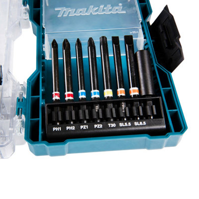 Makita E-07076 32 PC Black Colour Coded Screwdriver Drill Bit Set Clear Case