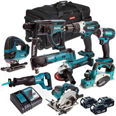 Makita MAK9PC 18V LXT 9 Piece Power Tool Kit 4 x 5Ah Batteries Charger ...