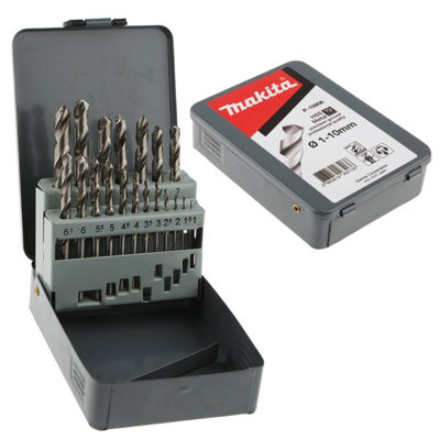 Makita P-19906 19 Piece Groundpoint HSS TiN Metal Steel Drill Bit Set 1 ...