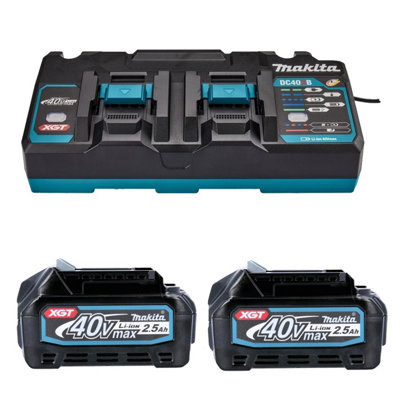 Makita X2 BL4025 40V Max 2.5Ah Li-ion XGT Batterys 191B36-3 DC40RB Twin ...