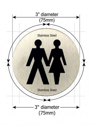 Male and Female Toilet Metal Door Signs Pair 75mm Adhesive Backing For ...