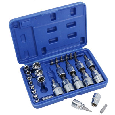 Male Female Torx Star E Sockets 1 4 3 8 1 2 Drive E4 E20 T8 T55 29pc