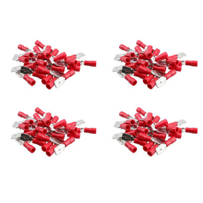 Male Red Electrical Cable Wire Spade Terminals Crimps Connectors 100pc