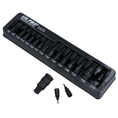 Male Torx Star Impact Impacted Shallow Bit Sockets Mixed Drive T6 - T70 ...