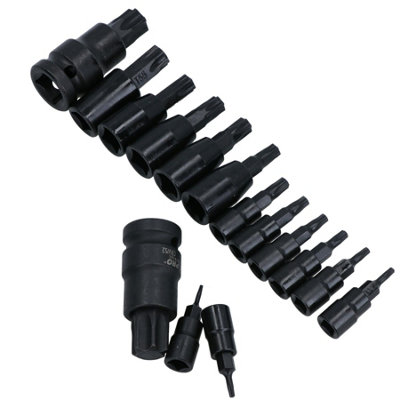 Male Torx Star Impact Impacted Shallow Bit Sockets Mixed Drive T6 - T70 ...