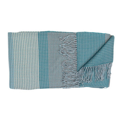 Malini Soft Grid Like Throw Teal