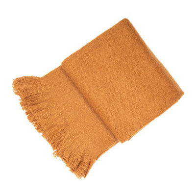 Malini Tan Thick Faux Mohair Throw | DIY at B&Q
