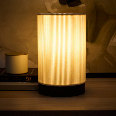 Malta Cream Table Lamp with Velvet Dimpled Lamp Shade