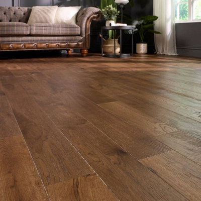 Malton 18mm x 120mm Double Smoked Brushed Matt Lacquer Solid Oak ...