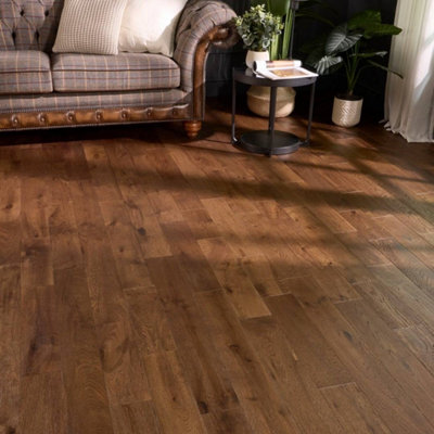 Malton 18mm x 120mm Double Smoked Brushed Matt Lacquer Solid Oak ...