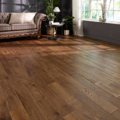 Malton 18mm x 120mm Double Smoked Brushed Matt Lacquer Solid Oak ...