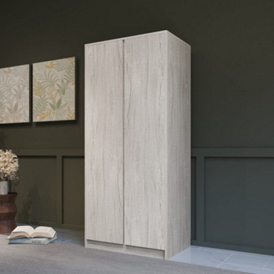 Malvern 2 Door Wardrobe in Urban Snow Beige Finish Recessed Handles