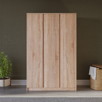 Malvern 3 Door Wardrobe in Sonoma Oak Effect Finish Hanging Rail and ...