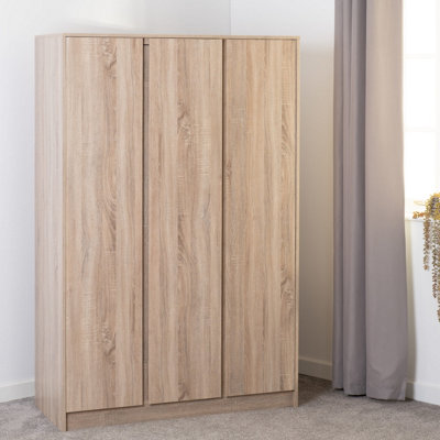 Malvern 3 Door Wardrobe in Sonoma Oak Effect Finish Hanging Rail and ...