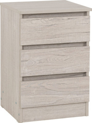 Malvern 3 Drawer Bedside in Beige Urban Snow Finish Recessed Handles ...