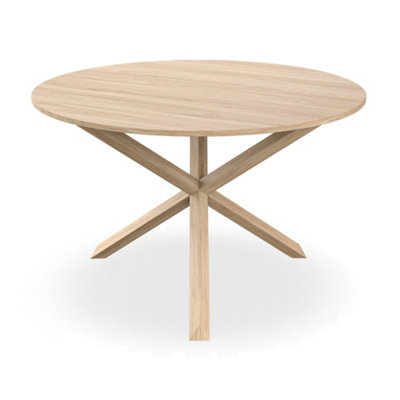 Malvern Round Dining Table Oak Effect Table Top w Solid Oak Legs