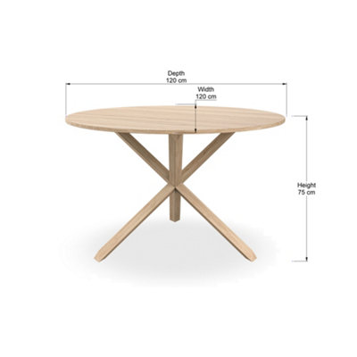 Malvern Round Dining Table Oak Effect Table Top w Solid Oak Legs