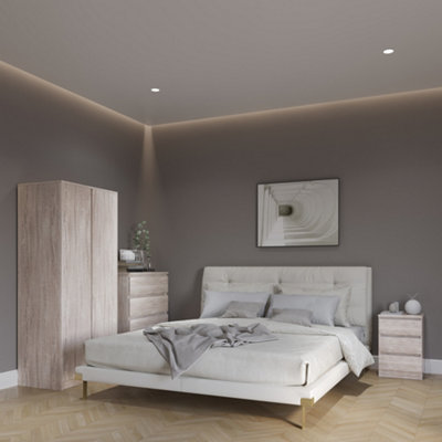 Malvern Trio Bedroom Set Wardrobe Chest of Drawers Bedside Urban Snow ...