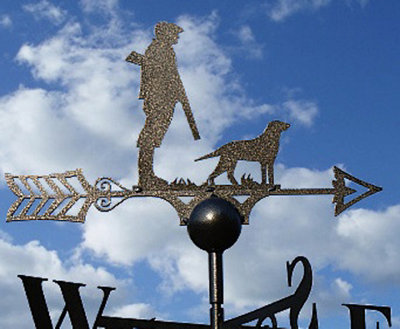 Man and Dog Weathervane - Solid Steel - W61 x H88 cm - Black | DIY at B&Q