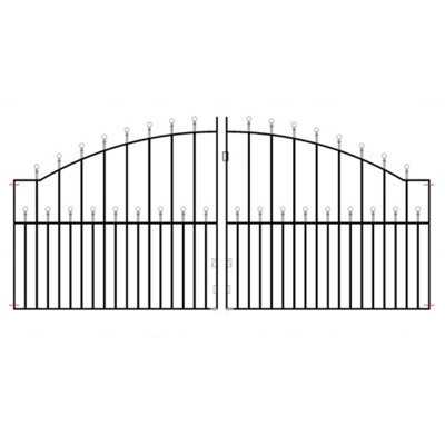 MANA Ball Top Arched Metal Driveway Gate 2743mm GAP x 1220mm High MAZP16