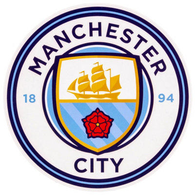 Manchester City FC Crest Car Sticker White/Sky Blue/Gold (One Size)