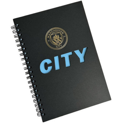 Manchester City FC Cut Out A5 Notebook Black/Blue/Gold (21cm x 14cm)