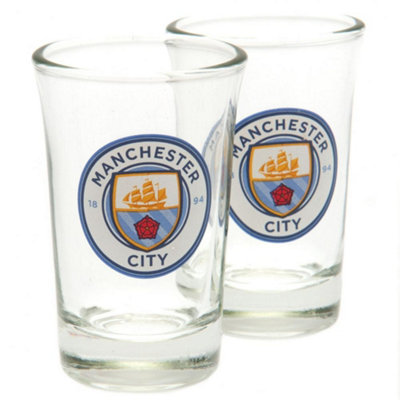 Manchester City FC Shot Gl Set (Pack Of 2) Multicoloured (One Size)