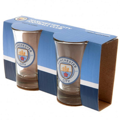 Manchester City FC Shot Gl Set (Pack Of 2) Multicoloured (One Size)