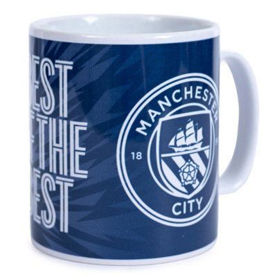 Manchester City FC UCL Mug Blue/White (One Size) | DIY at B&Q