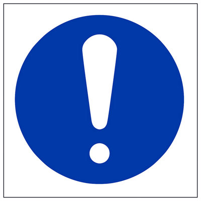 Mandatory Logo Exclamation Safety Sign - Adhesive Vinyl - 100x100mm (x3)