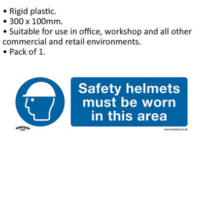 Mandatory Safety Helmets Must Be Worn Sign - Durable Rigid Plastic 300 ...