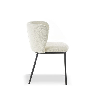 Mandy Boucle Dining Chair (Pack of 2) - L44 x W46 x H75 cm - White