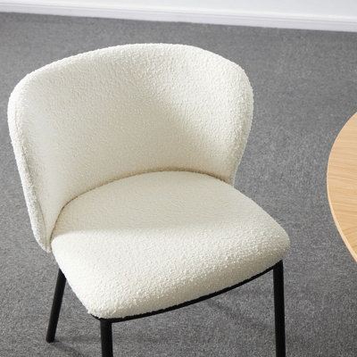 Mandy Boucle Dining Chair (Pack of 2) - L44 x W46 x H75 cm - White